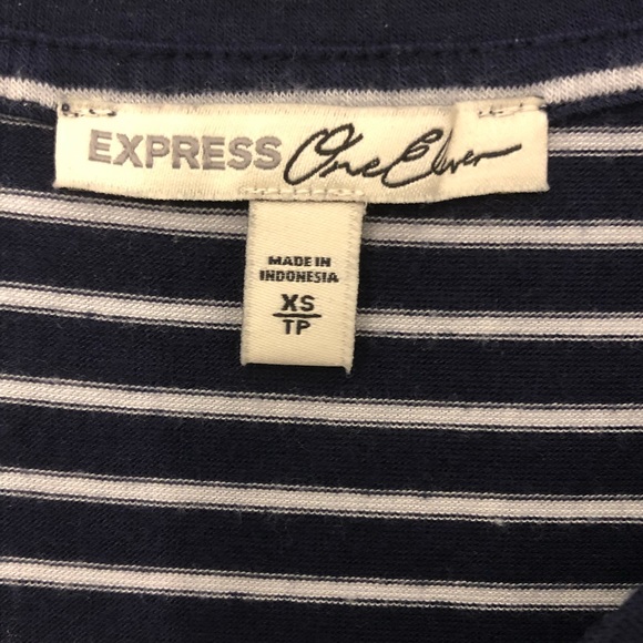 Express | Tops | Express Vneck Navy White Striped Tshirt | Poshmark